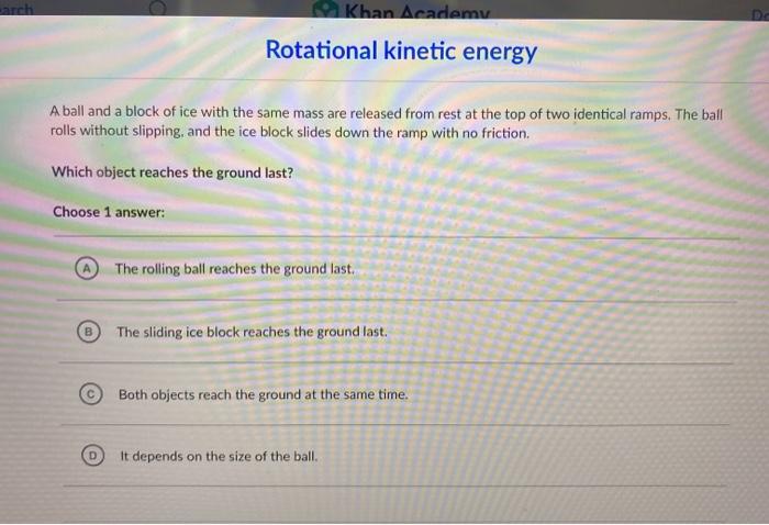 Solved DO Khan Academy Rotational kinetic energy A ball and | Chegg.com