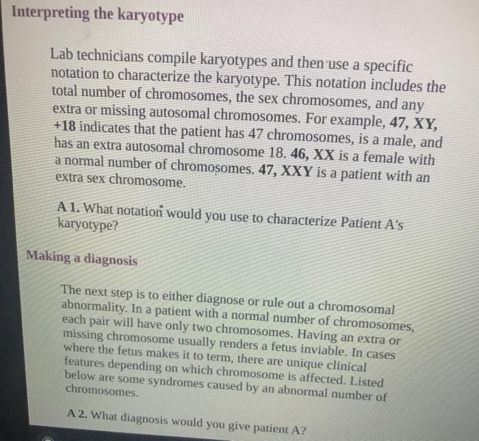 Solved Interpreting the karyotype Lab technicians compile | Chegg.com
