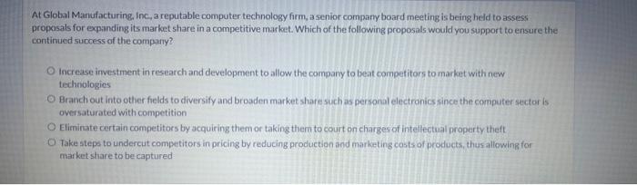 Solved At Global Manufacturing, Inc, a reputable computer | Chegg.com