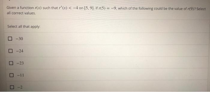 Solved Given a function r(x) such that r′(x)