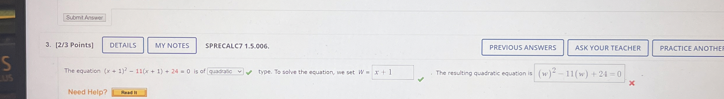 Solved Submit Answer3. ﻿ Points] ﻿SPRECALC7 1.5.006.The | Chegg.com