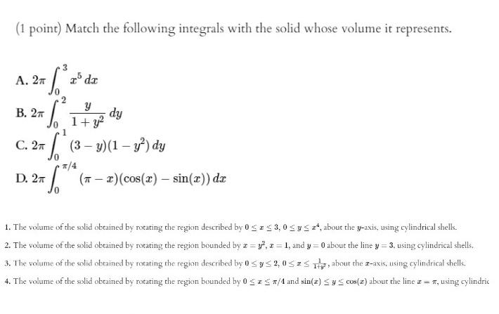 Solved Use the Shell Method to compute the volume of the | Chegg.com