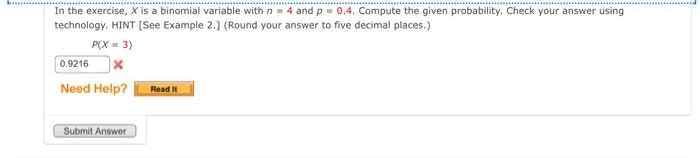 Solved In the exercise, X is a binomial variable with n=4 | Chegg.com