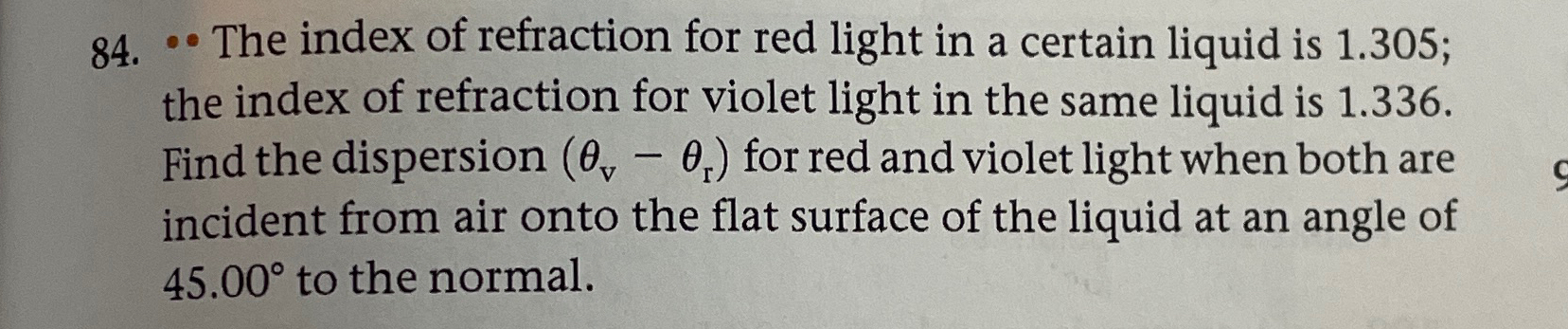 Solved ?cdots ﻿The index of refraction for red light in a | Chegg.com