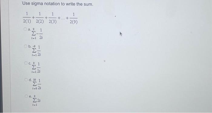 Solved Use sigma notation to write the sum. 1 1 1 + 2(1) | Chegg.com