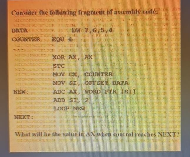 Solved Consider the following fragment of assembily | Chegg.com