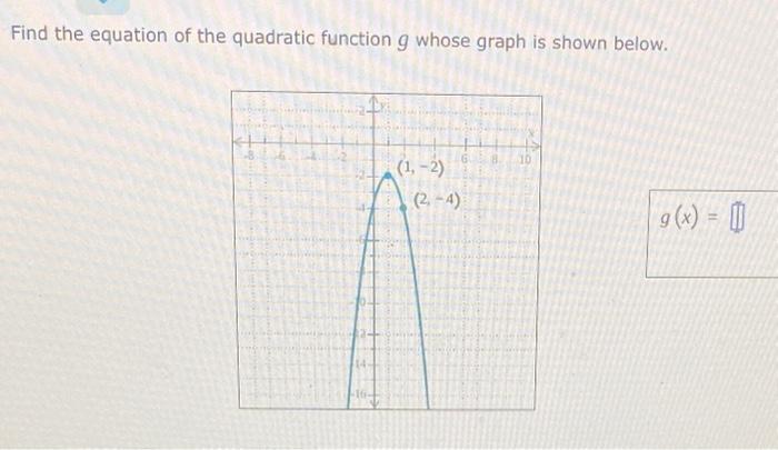 Solved Find the equation of the quadratic function g whose | Chegg.com
