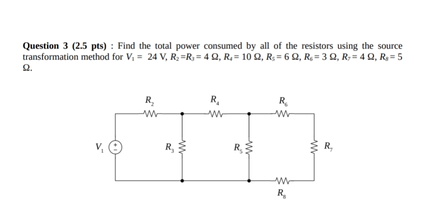 Solved Question 3 (2.5 ﻿pts) ﻿: Find the total power | Chegg.com