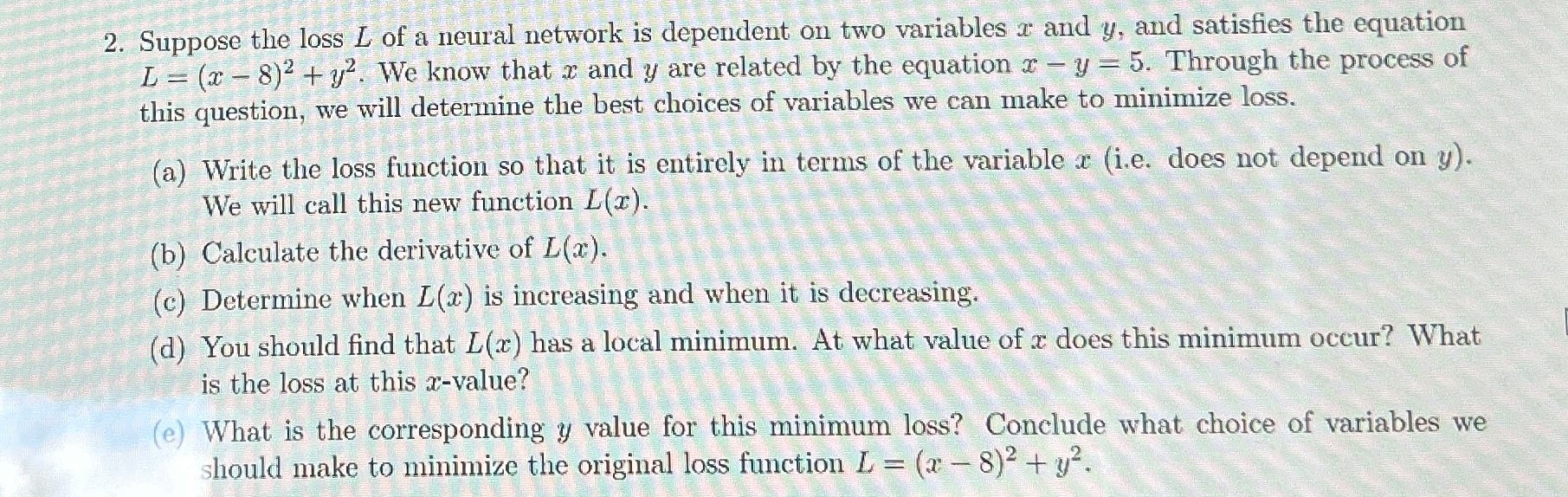 Solved Suppose the loss L ﻿of a neural network is dependent | Chegg.com