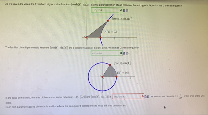 Solved As we saw in the video, the hyperbolic trigonometric | Chegg.com