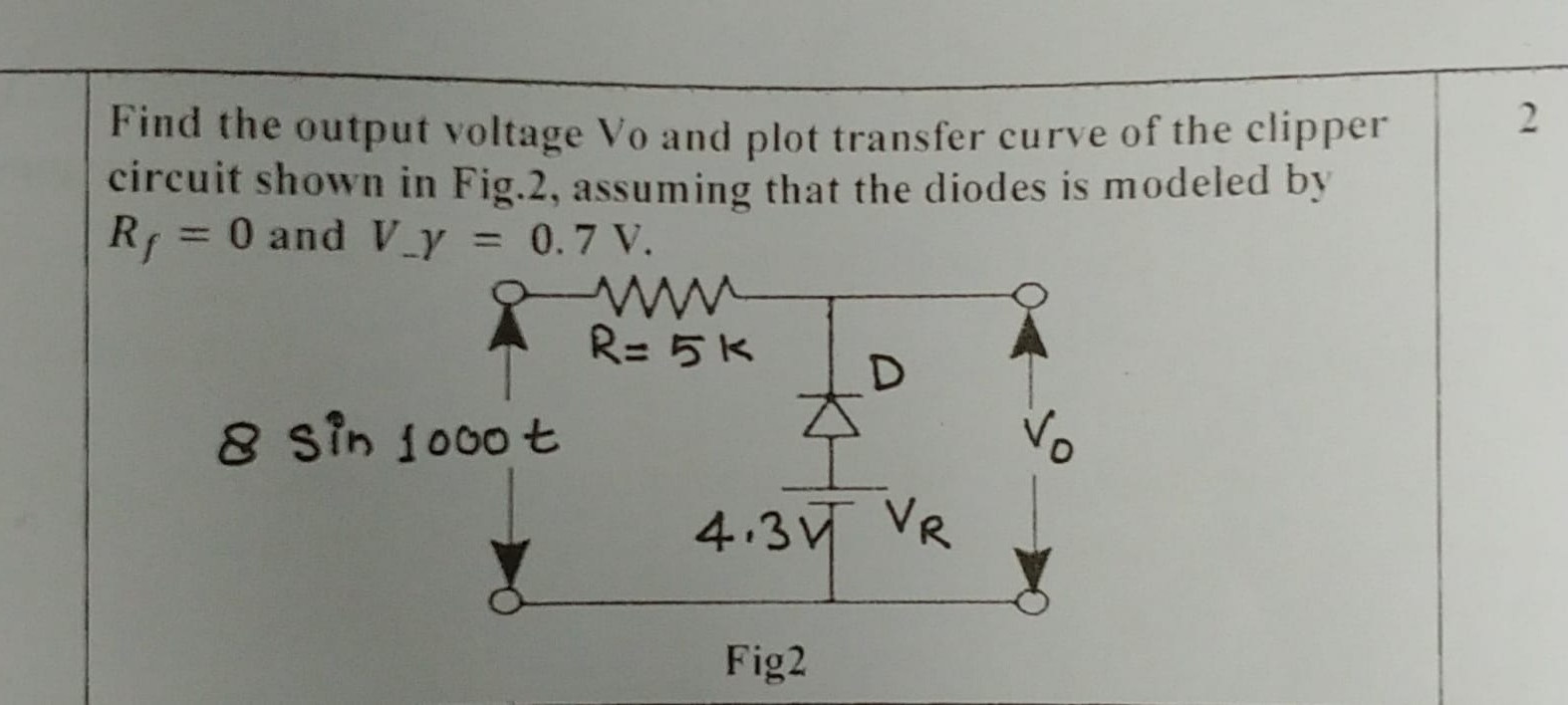 Solved Find the output voltage V0 ﻿and plot transfer curve | Chegg.com