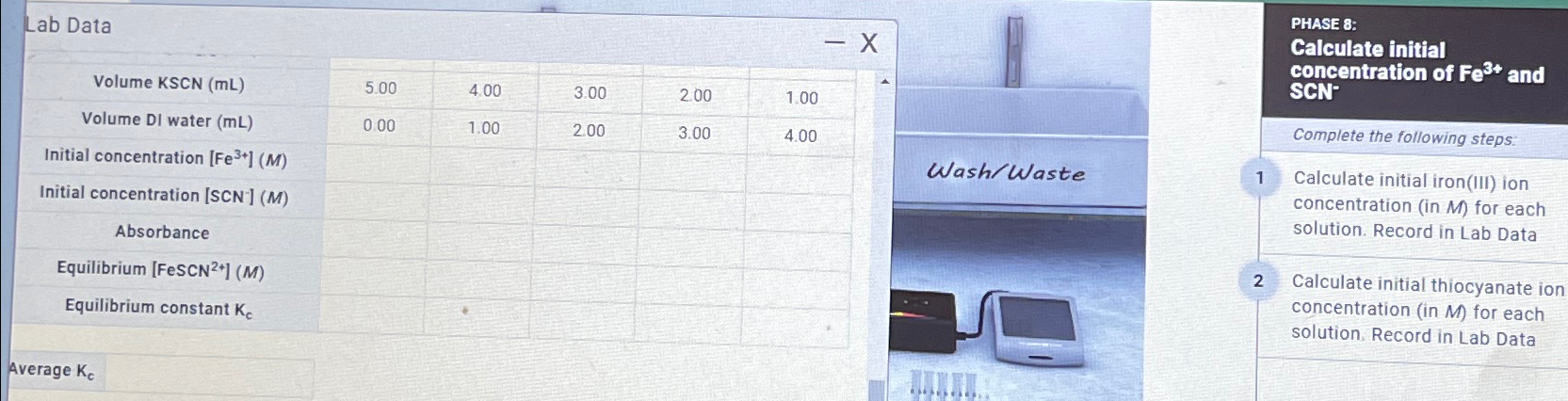 PHASE 8:Calculate initial concentration of Fe3+ ﻿and | Chegg.com