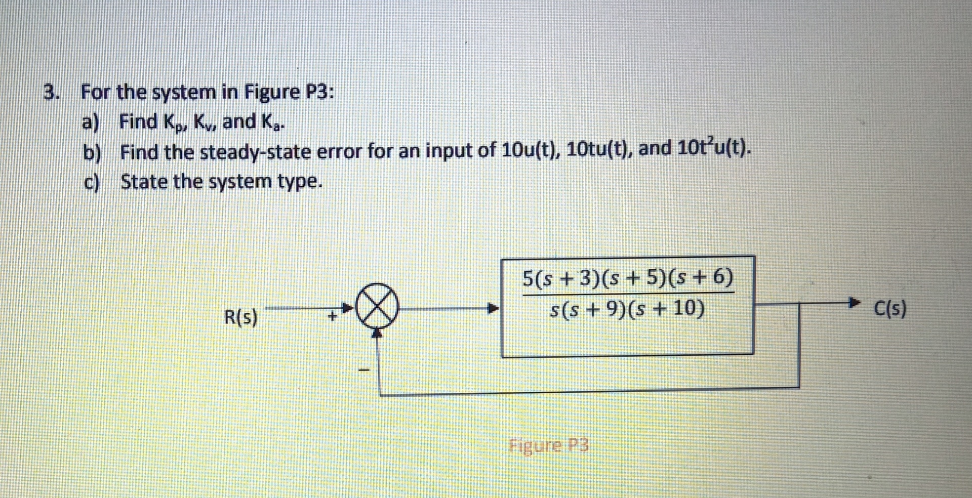 Solved For the system in Figure P3:a) ﻿Find Kp,Kv, ﻿and | Chegg.com