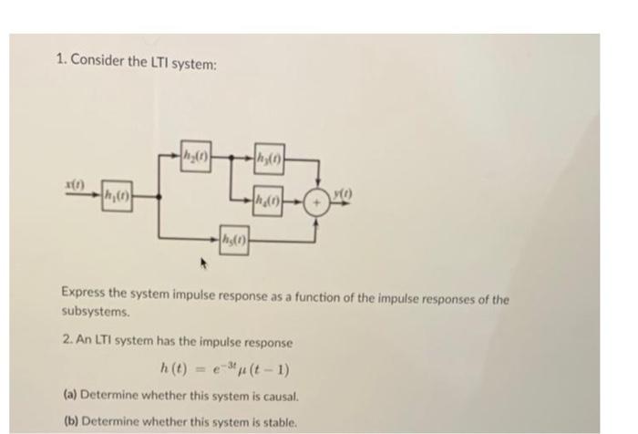 Solved 1. Consider the LTI system: Express the system | Chegg.com