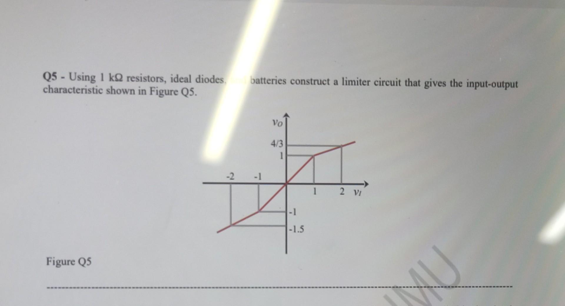 Solved Q5 - Using 1kΩ resistors, ideal diodes. | Chegg.com