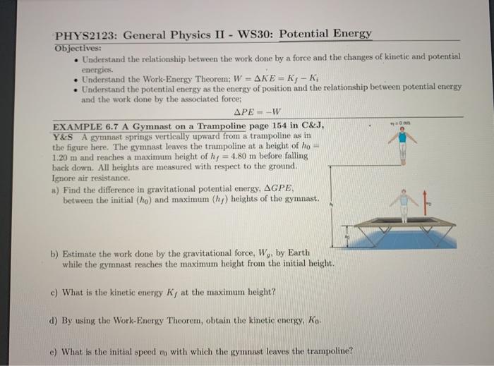 Solved PHYS2123: General Physics II - WS30: Potential Energy | Chegg.com
