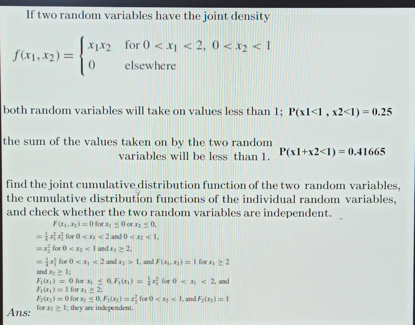 If two random variables have the joint density | Chegg.com