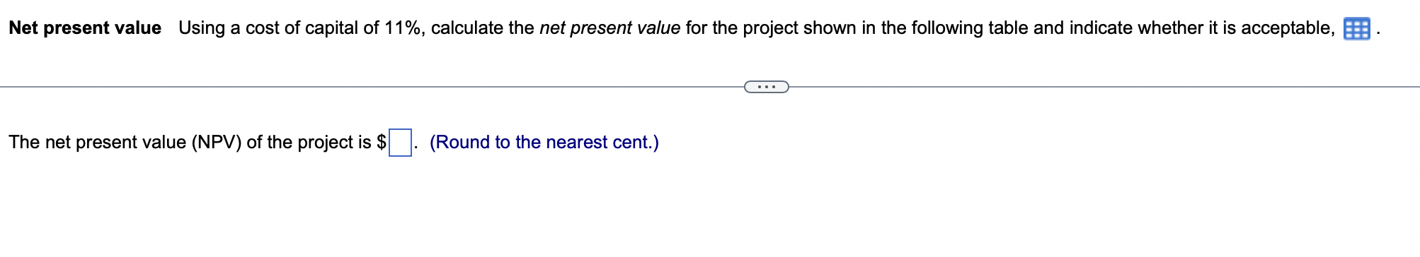 Net present value Using a cost of capital of 11%, | Chegg.com