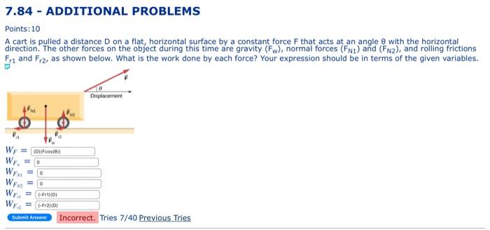 Solved A cart is pulled a distance D on a flat, horizontal | Chegg.com