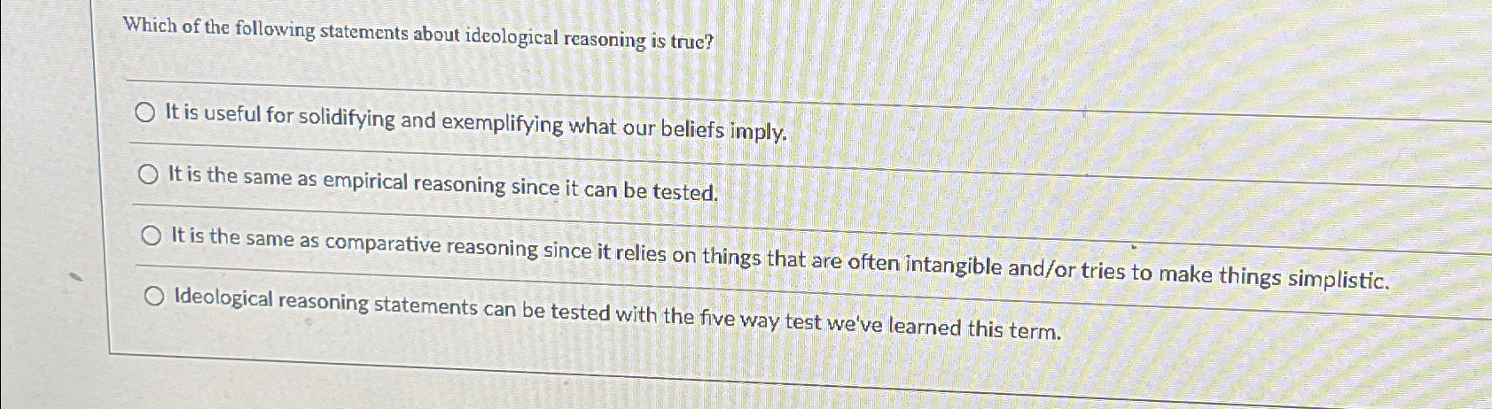 Solved Which of the following statements about ideological | Chegg.com