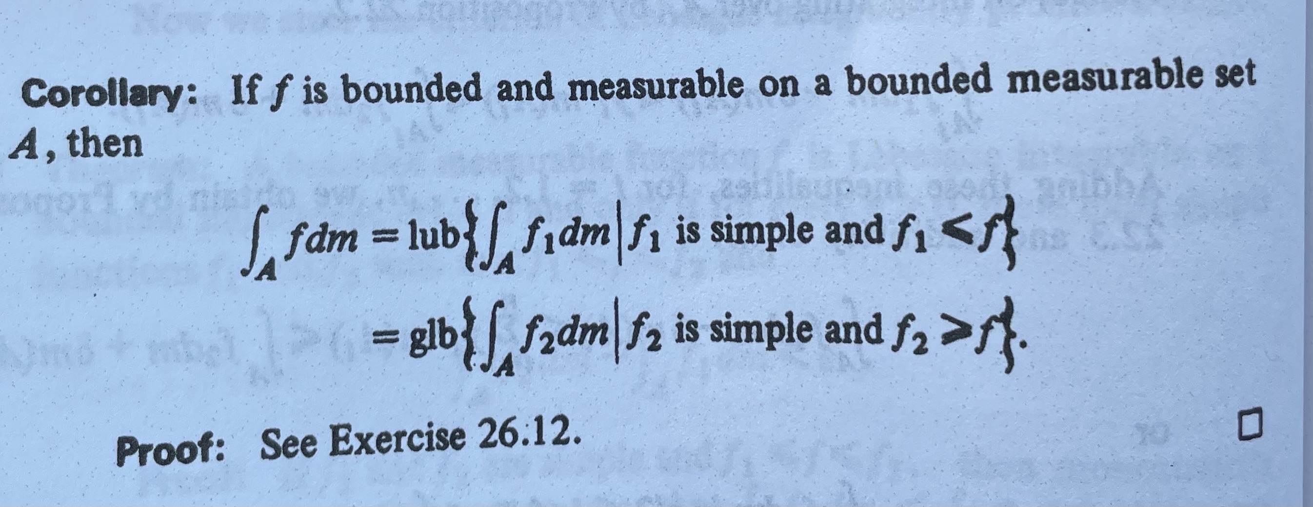 Corollary: If f ﻿is bounded and measurable on a | Chegg.com