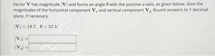 Vector V has magnitude ∣V∣ and forms an angle θ with | Chegg.com