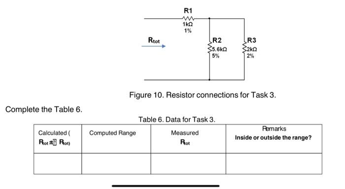 Solved Figure 10. Resistor connections for Task 3. Complete | Chegg.com