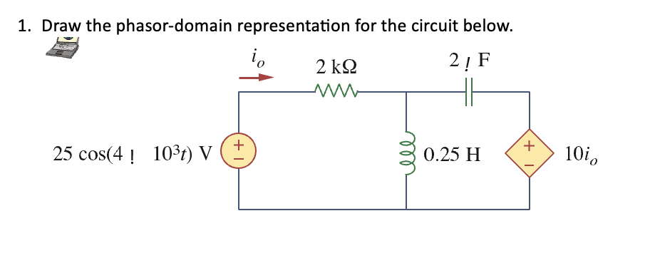 Solved Draw the phasor-domain representation for the circuit | Chegg.com