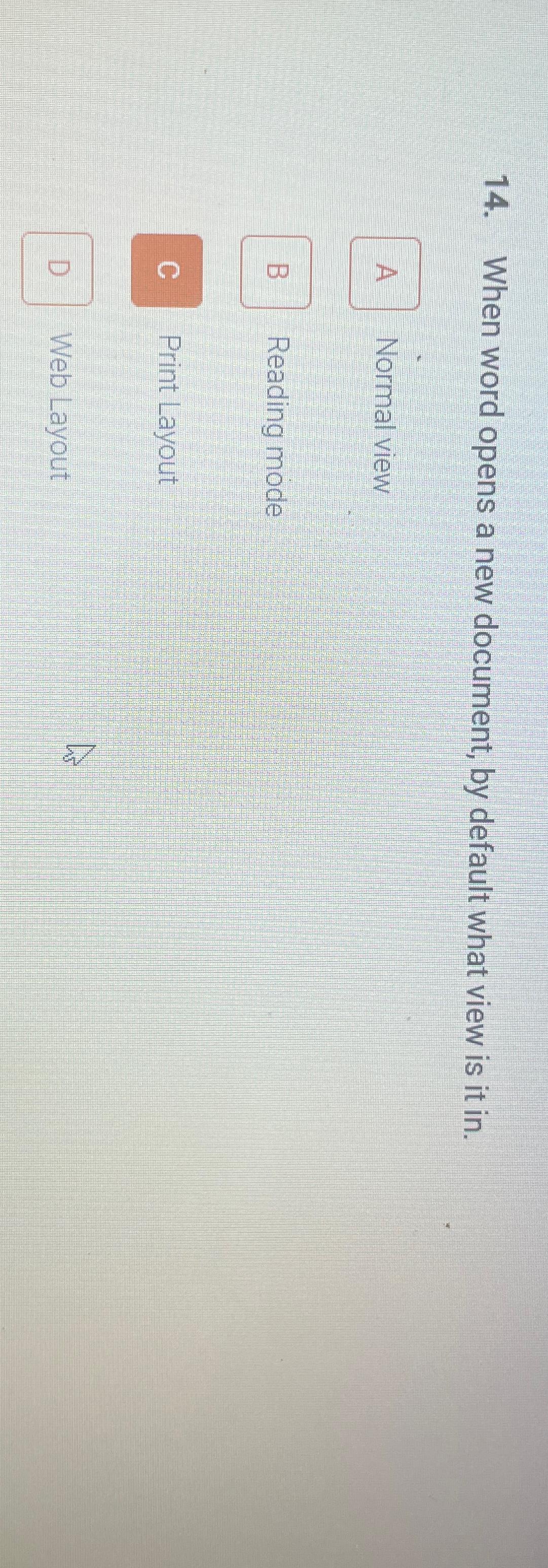 Solved When word opens a new document, by default what view | Chegg.com