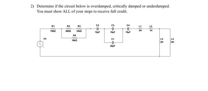 Solved 2) Determine if the circuit below is overdamped, | Chegg.com