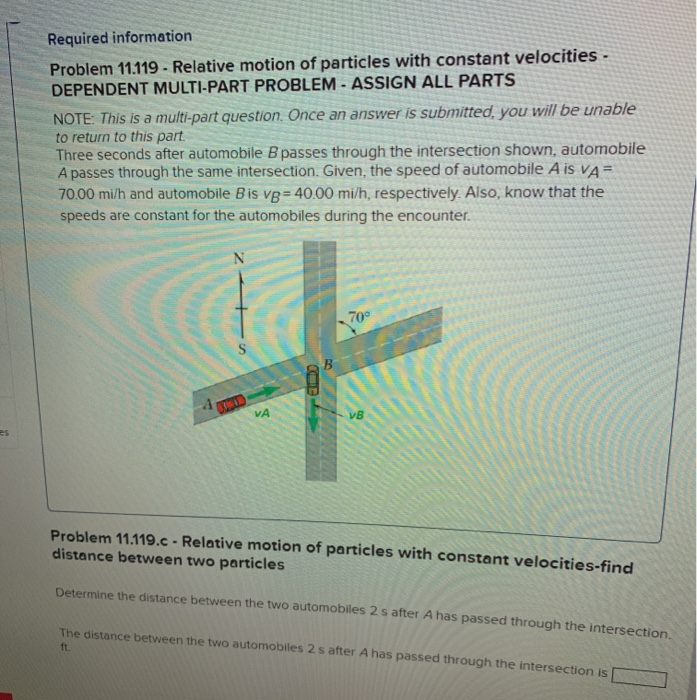 Solved Required information Problem 11.119 - Relative motion | Chegg.com