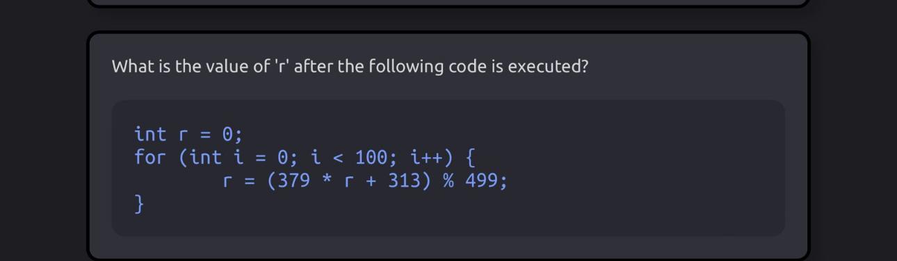 Solved What is the value of ' r ' ﻿after the following code | Chegg.com