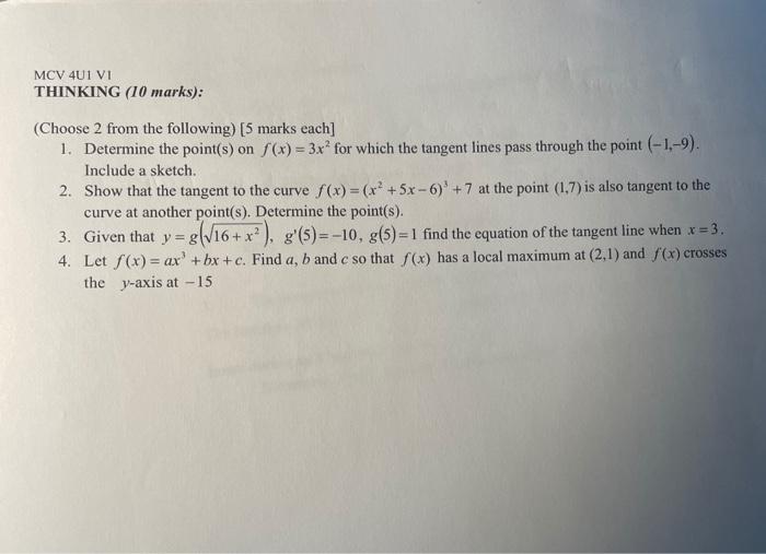 Solved Calculus Grade 12 doing practice tests to prep for | Chegg.com