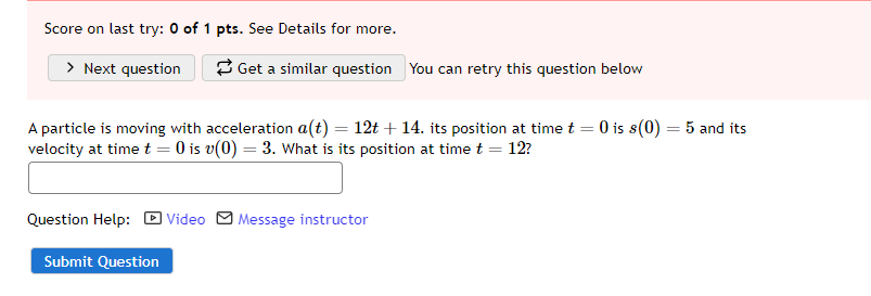 Solved A particle is moving with acceleration a(t)=12t+14. | Chegg.com
