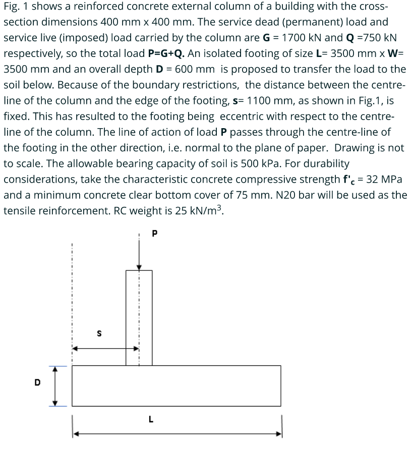 Solved Fig. 1 ﻿shows a reinforced concrete external column | Chegg.com