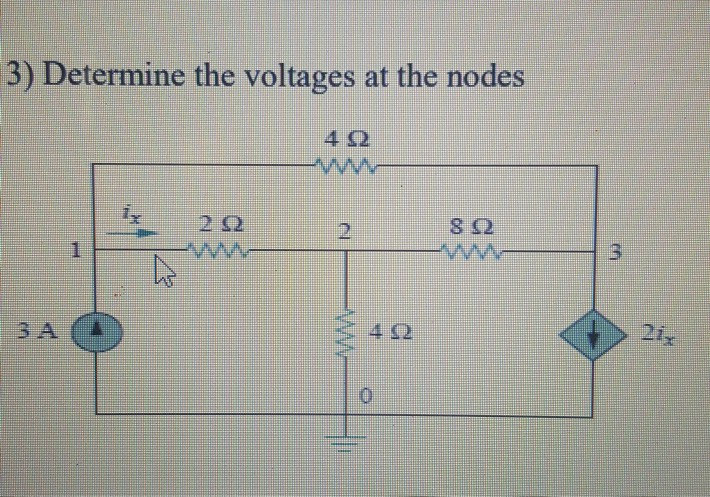 Solved 3) Determine the voltages at the nodes 40 W . | Chegg.com