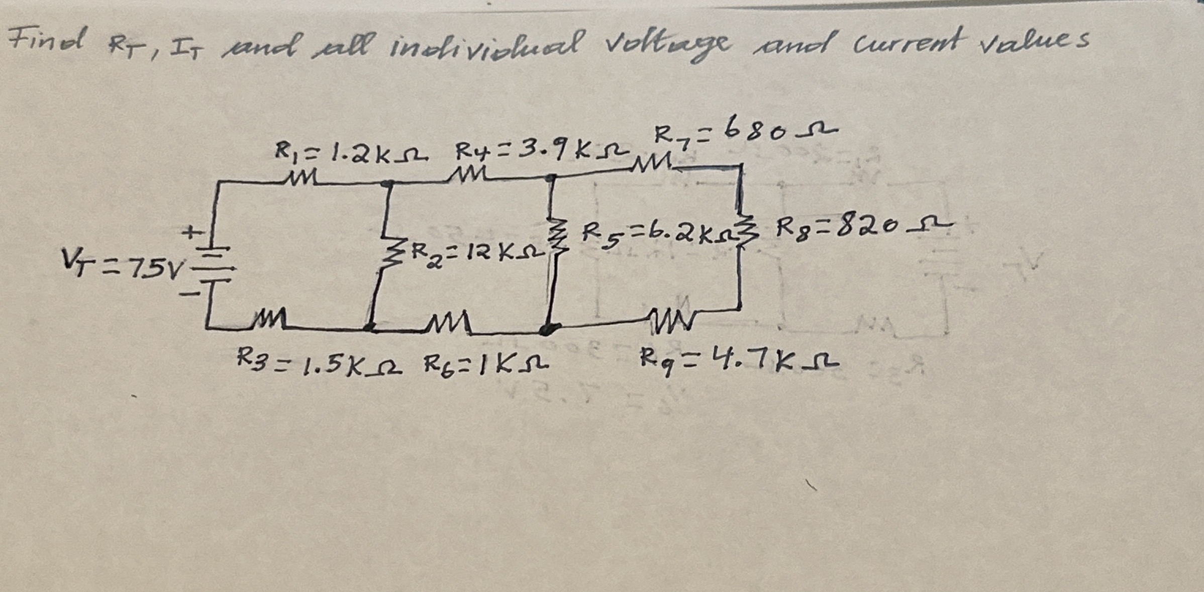 Solved Find RT,IT ﻿and all individual voltage and all | Chegg.com