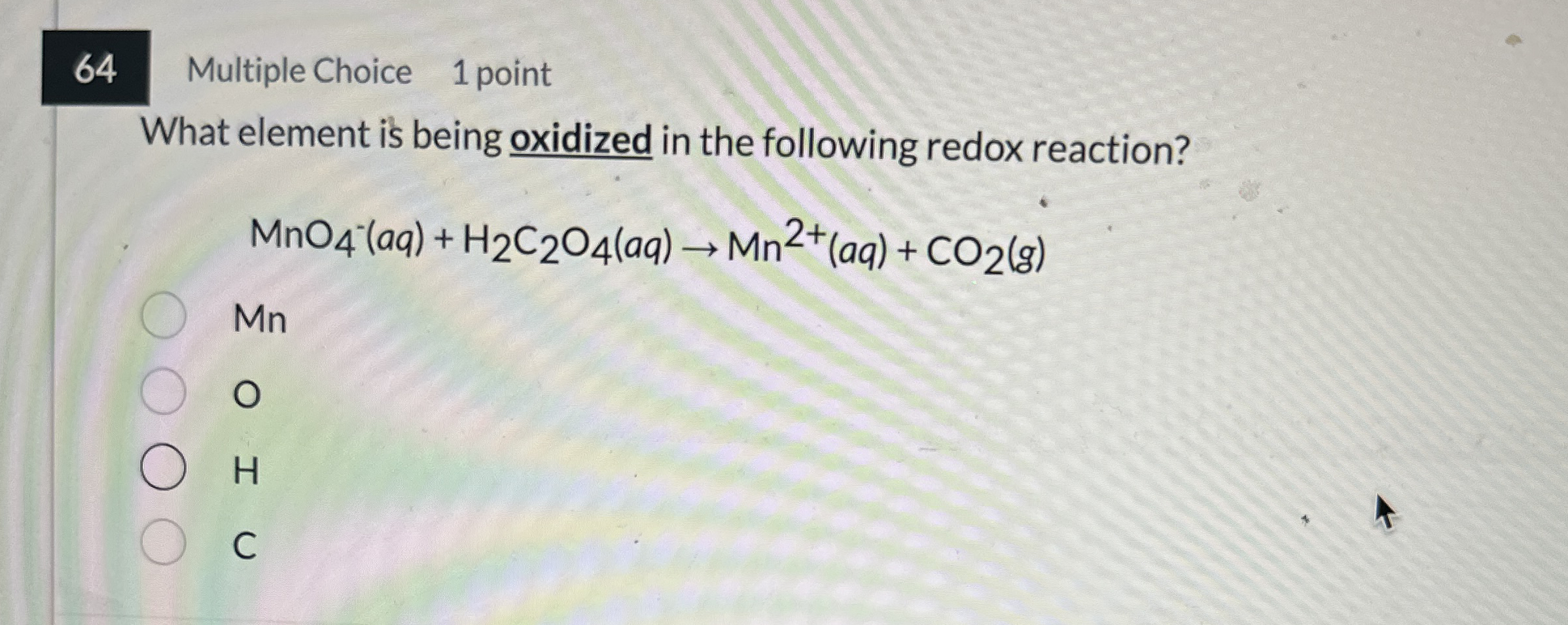 Solved 64Multiple Choice 1 ﻿pointWhat element is being | Chegg.com