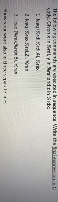 Solved The following commands are executed in sequence. | Chegg.com
