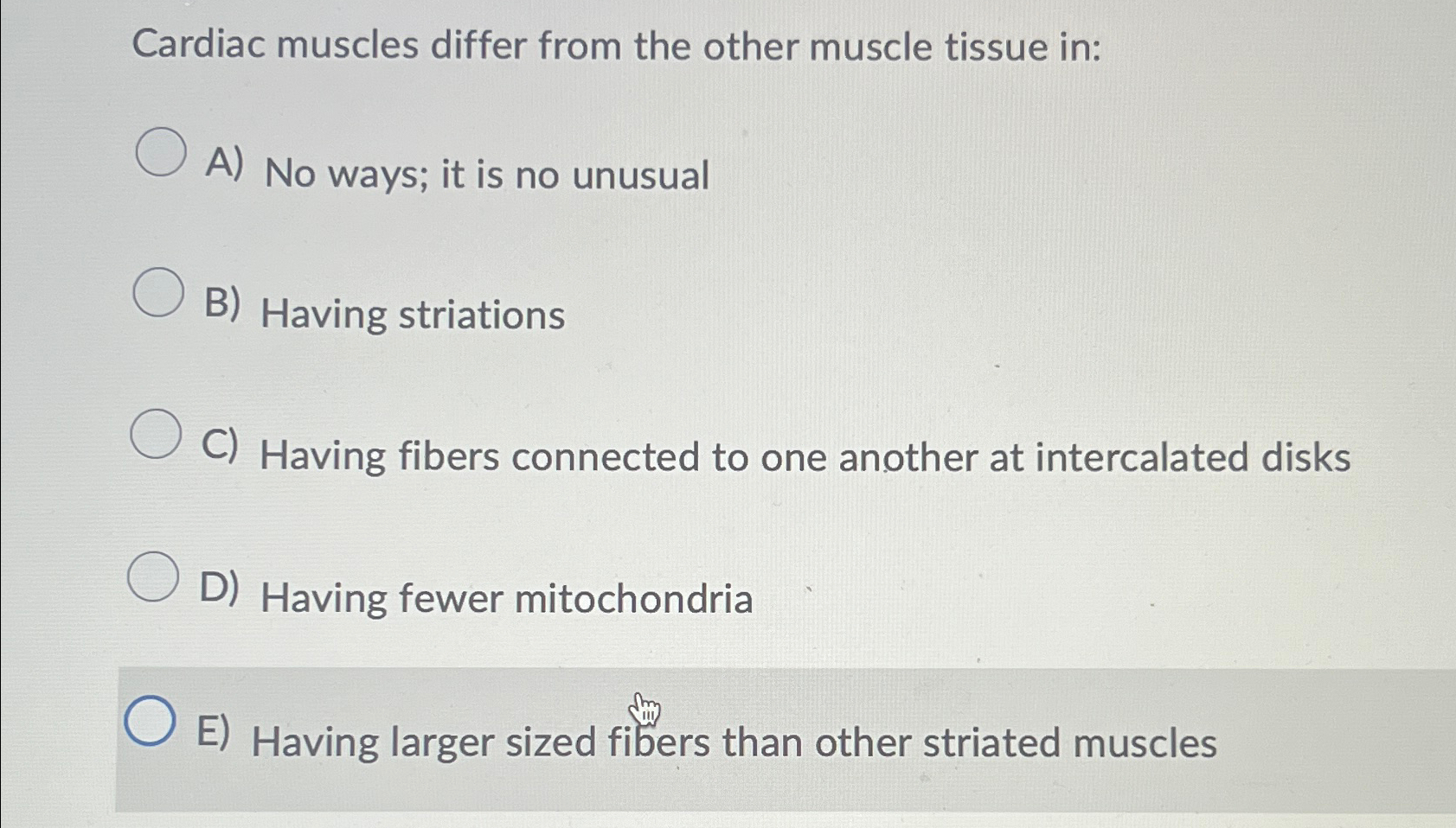 Solved Cardiac muscles differ from the other muscle tissue | Chegg.com