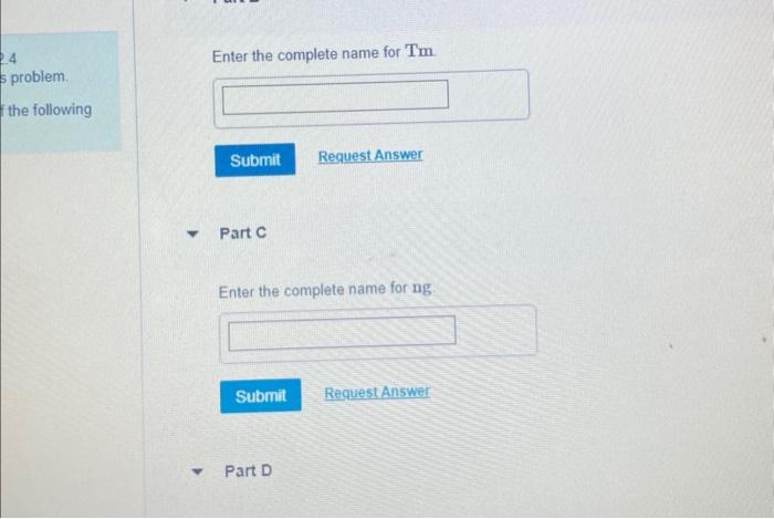 Solved 2.4 5 problem. f the following Enter the complete | Chegg.com