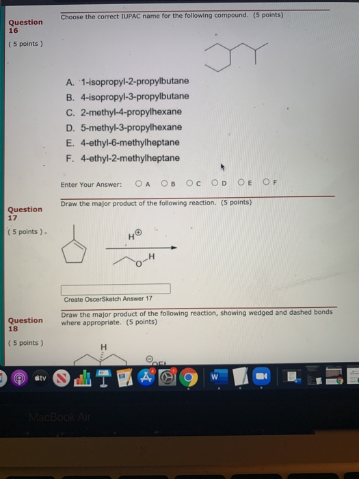 Solved Choose the correct IUPAC name for the following | Chegg.com