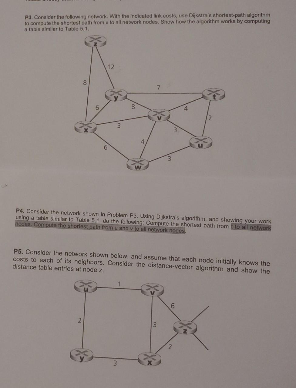 Solved P3. Consider the following network. With the | Chegg.com