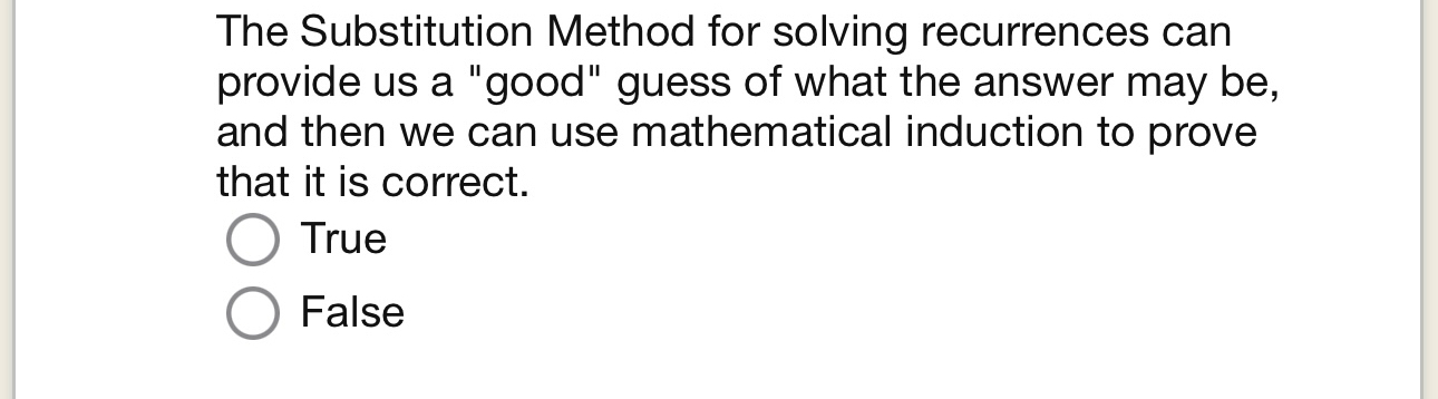 Solved The Substitution Method for solving recurrences can | Chegg.com Solved The Substitution Method for solving recurrences can | Chegg.com