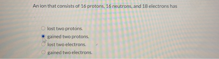 Solved An ion that consists of 16 protons, 16 neutrons, and | Chegg.com