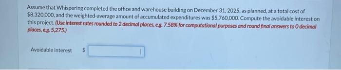 Solved Whispering Furniture Company started construction of | Chegg.com