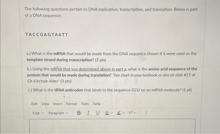 Solved The following questions pertain to DNA replication, | Chegg.com