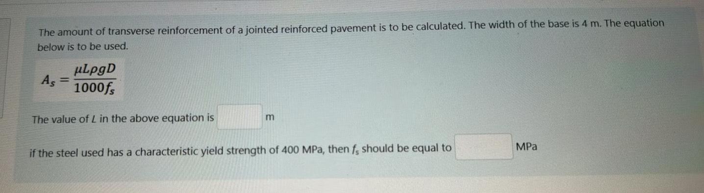Solved The amount of transverse reinforcement of a jointed | Chegg.com