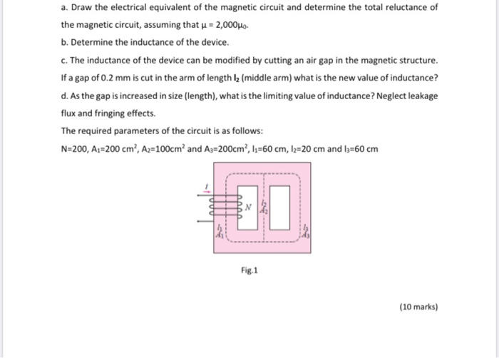 Solved a. Draw the electrical equivalent of the magnetic | Chegg.com