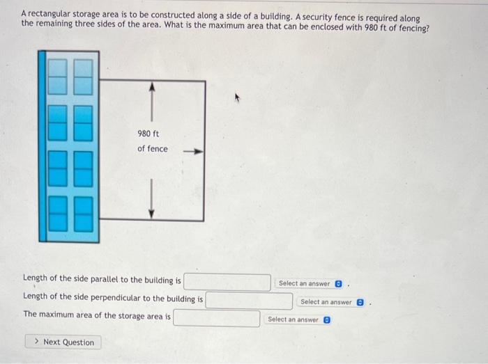 Solved A rectangular storage area is to be constructed along | Chegg.com